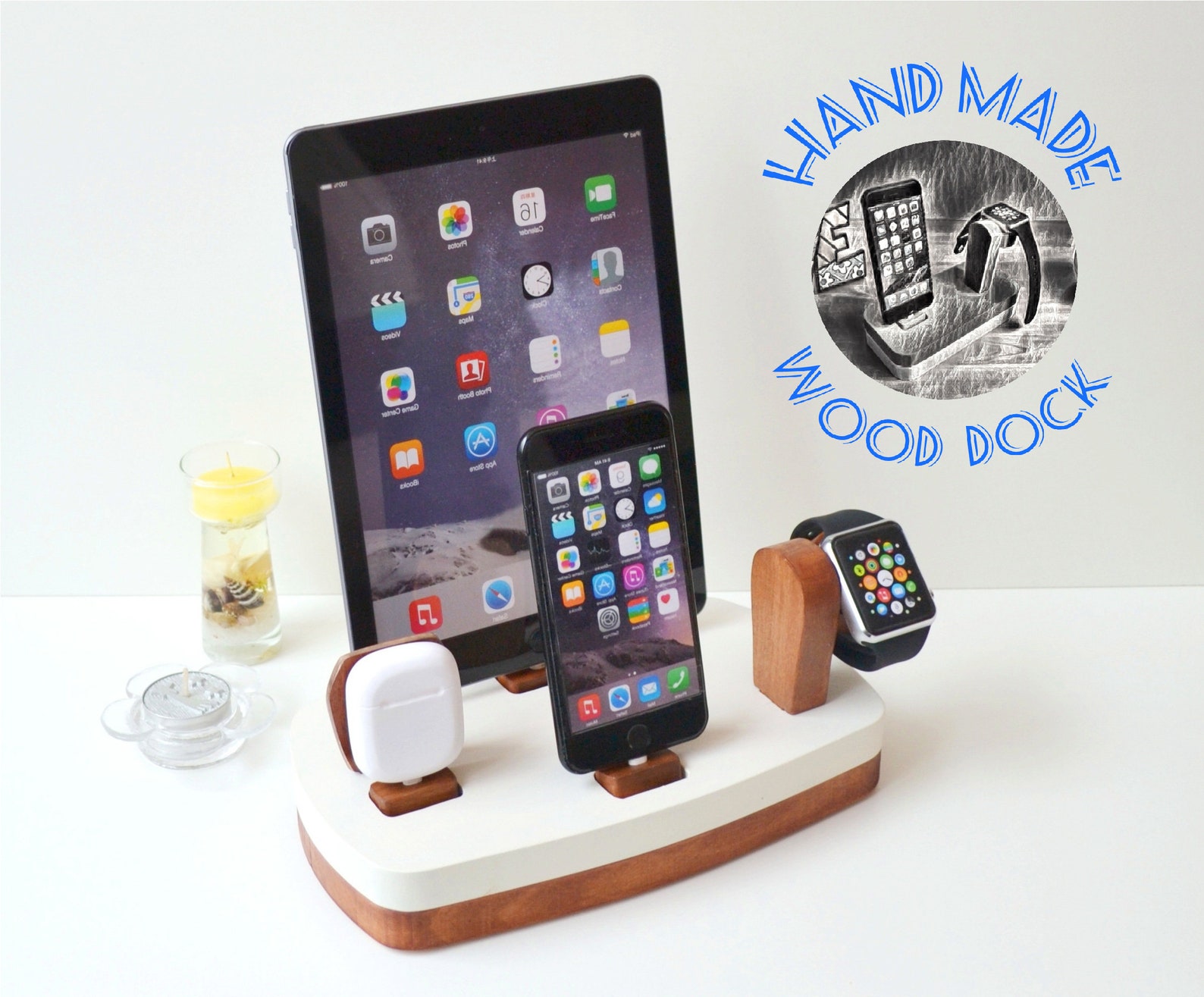 Wooden Docking Station Handmade Wood Nightstand Docking - Etsy.de