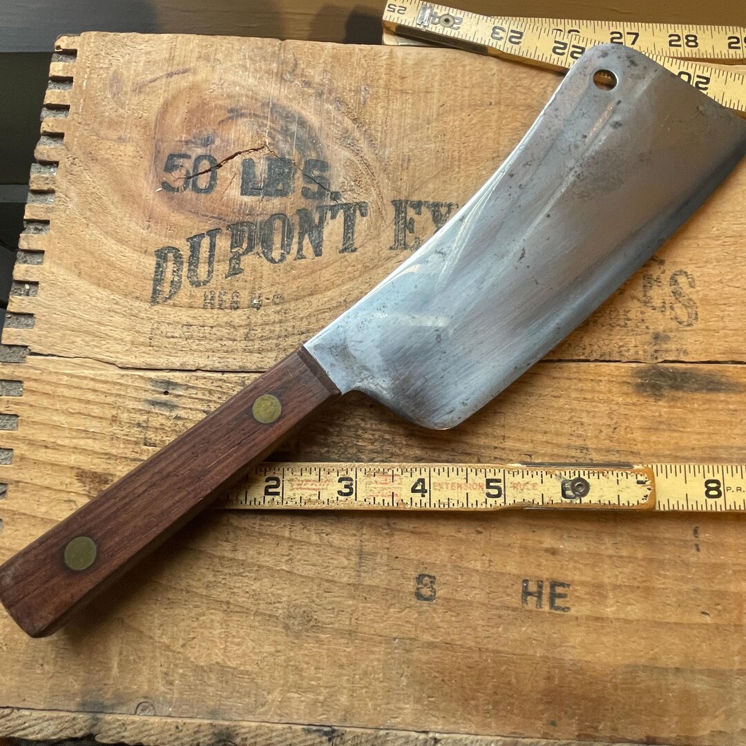 Vintage Alco USA Meat Cleaver Carbon Steel Kitchen Butcher Knife Tool ...