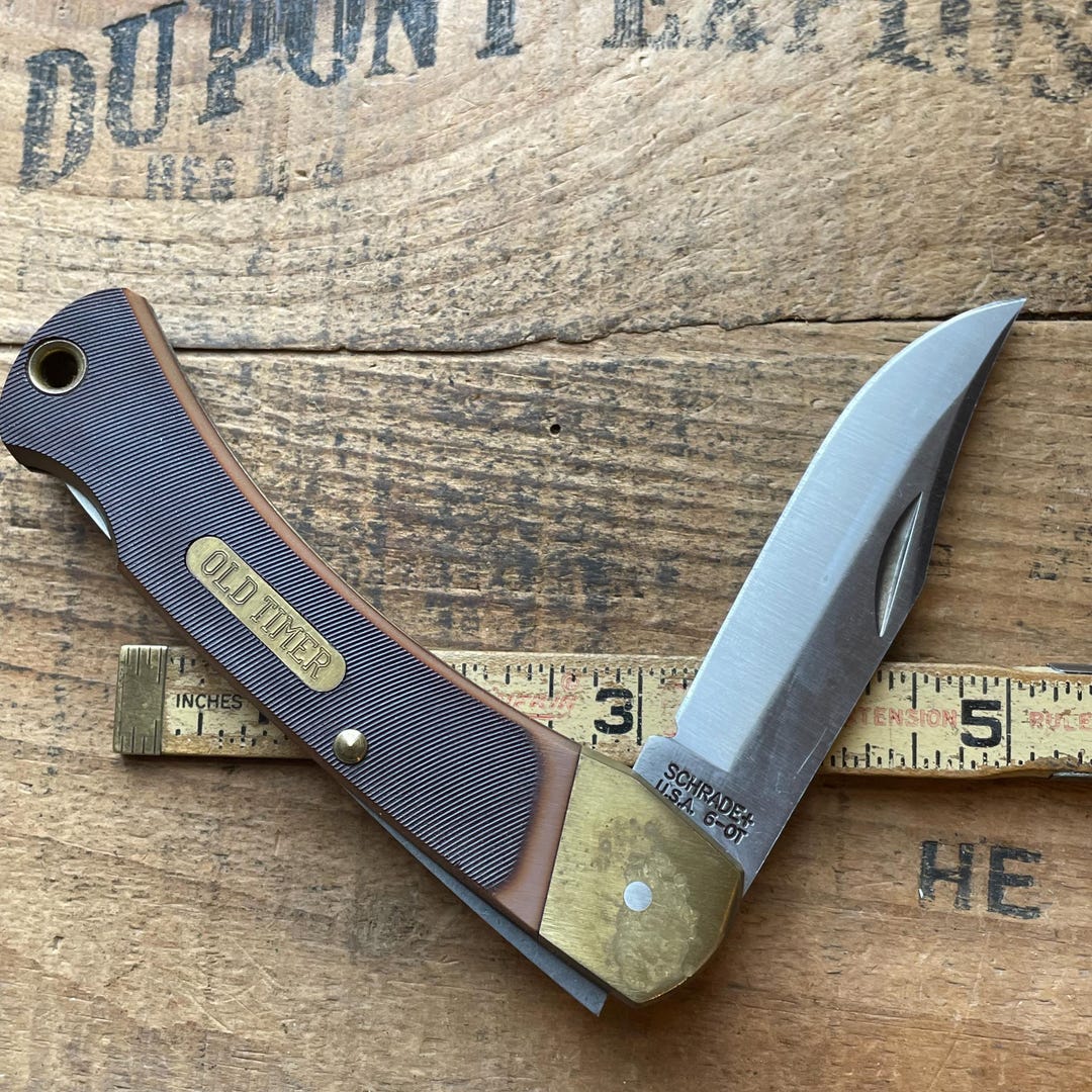 Vintage Schrade Old Timer USA Model 6-OT Brass Lockback 1 Blade Pocket ...