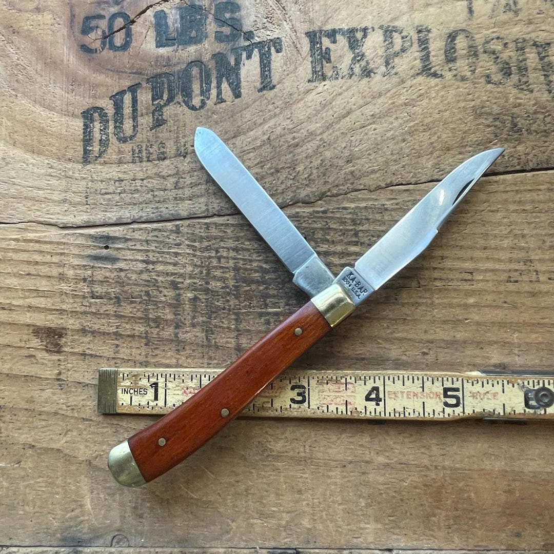 Vintage Kabar USA Model 1004 Brass Trapper 2 Blade Pocket Knife - Etsy