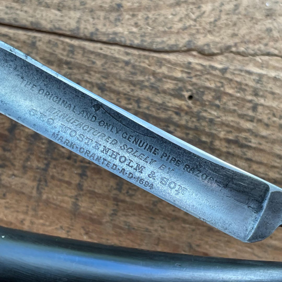 Vintage Geo Wostenholm & Son Sheffield Eng. Pipe Brand Straight Razor ...