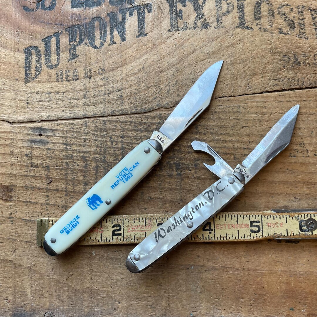 Vintage 2 Knife Lot USA Jack Knives, Bush 1992 DC 1 AND 2 Blade Pocket ...