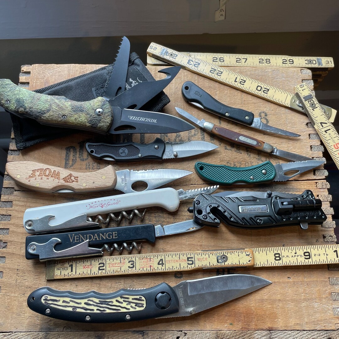 10 Knife Lot Pocket Knives Frost, Case,winchester Others Multi-blade ...