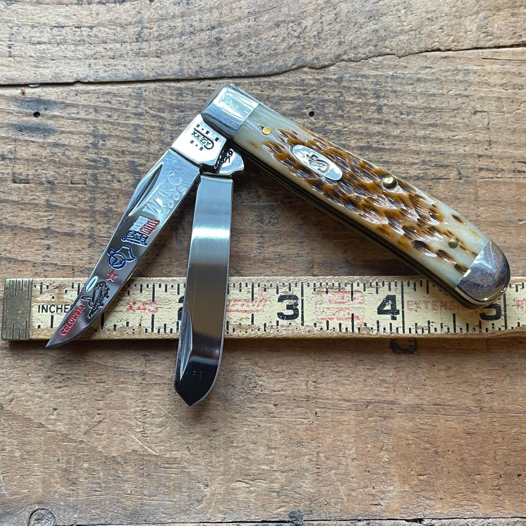 Case XX USA Model 6207 SS 2003 Bone Mini Trapper Texas Collectors Club ...