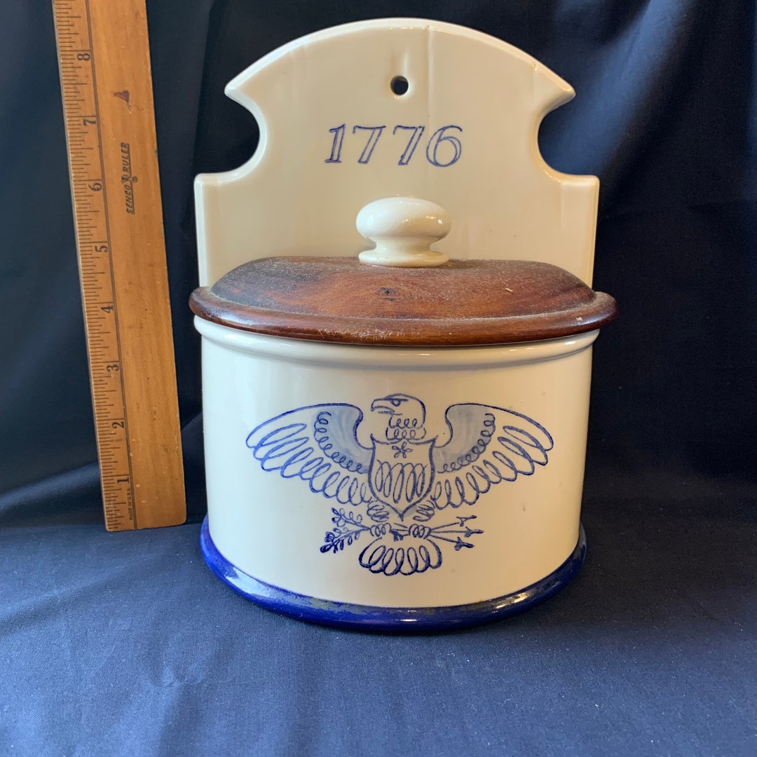 Vintage Stoneware Salt Box - Etsy