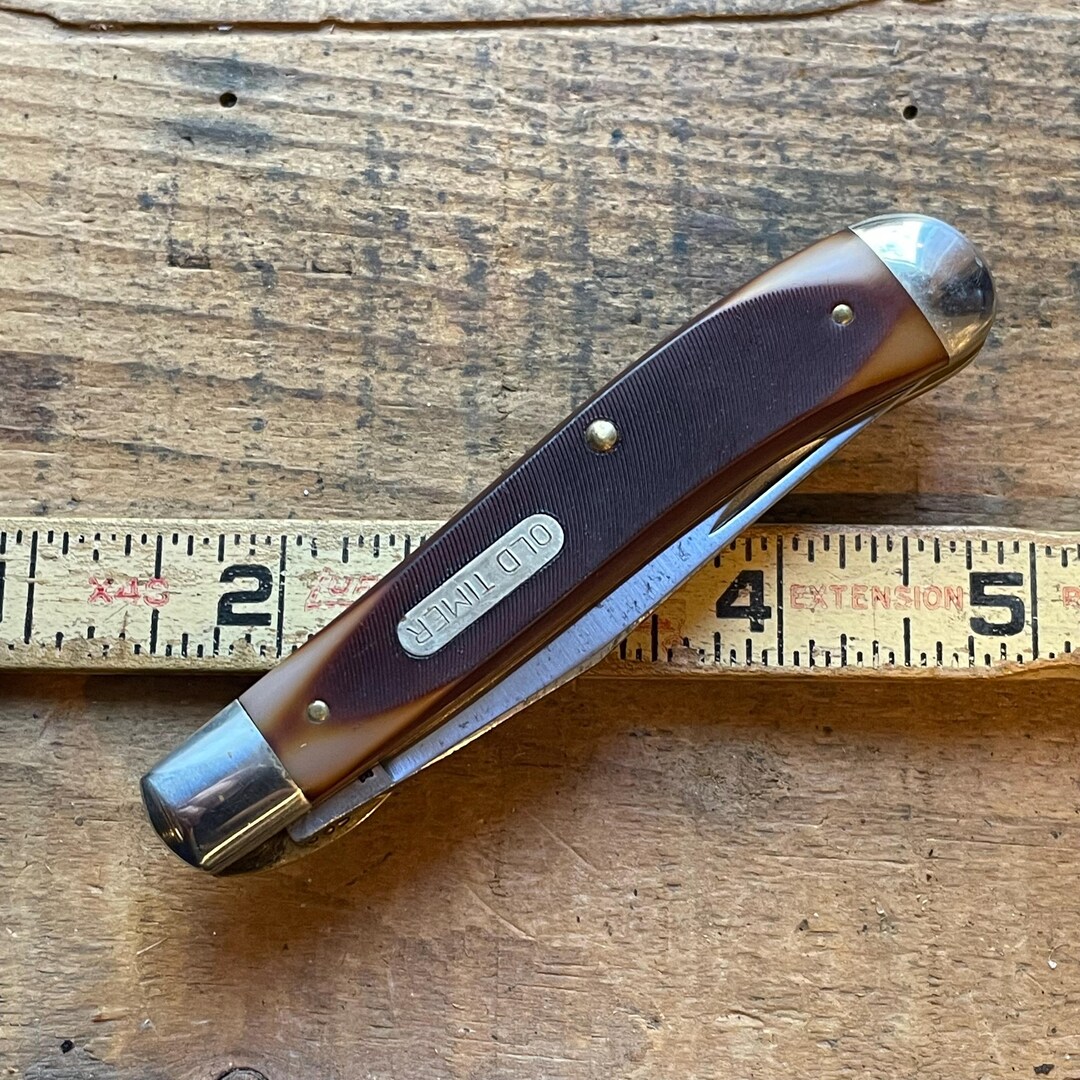 Vintage Schrade Old Timer USA Model 194OT Carbon Liner Lock Trapper 1 ...