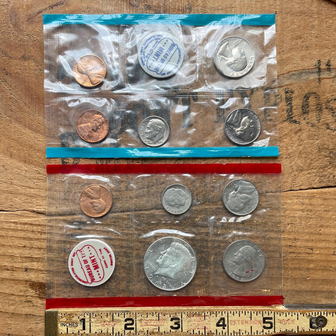 1968 Mint Set Uncirculated Coin Sets D, P & S Half, Quarters, Dimes ...