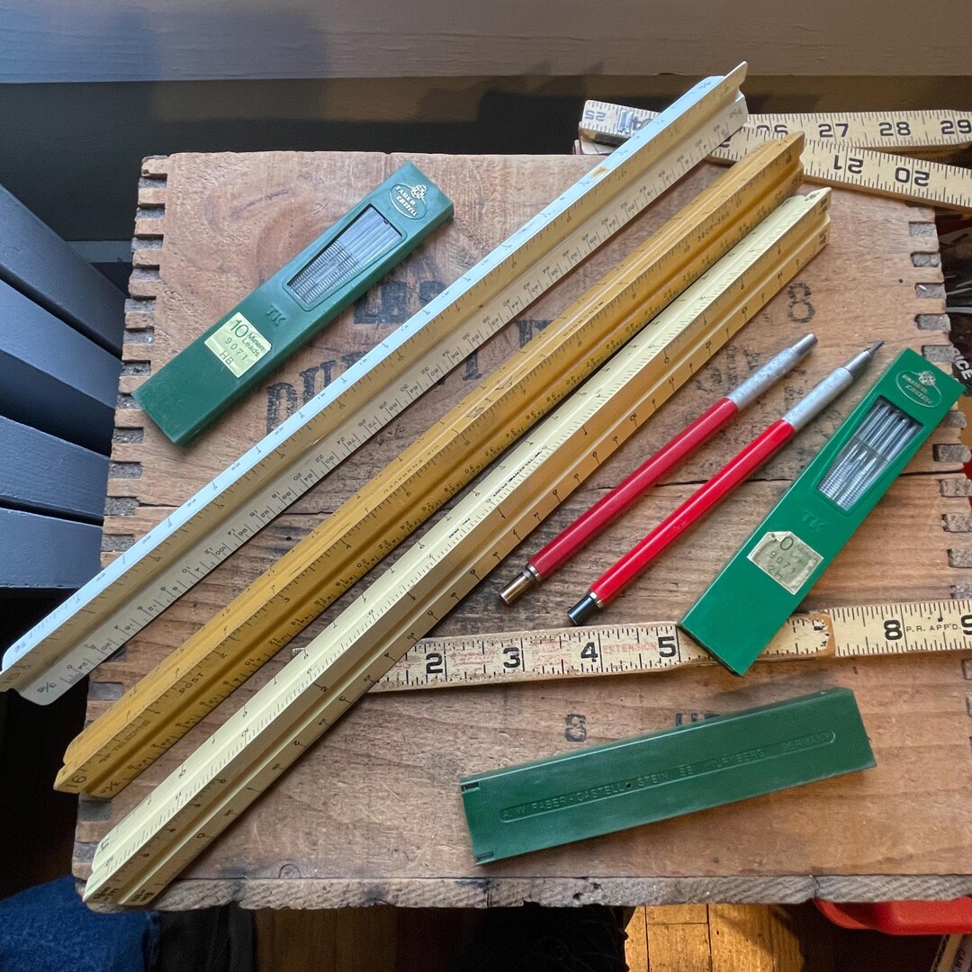 Vintage Drafting Rulers Pickett, Teledyne Post, Koh-i-noor Lead Pencils ...