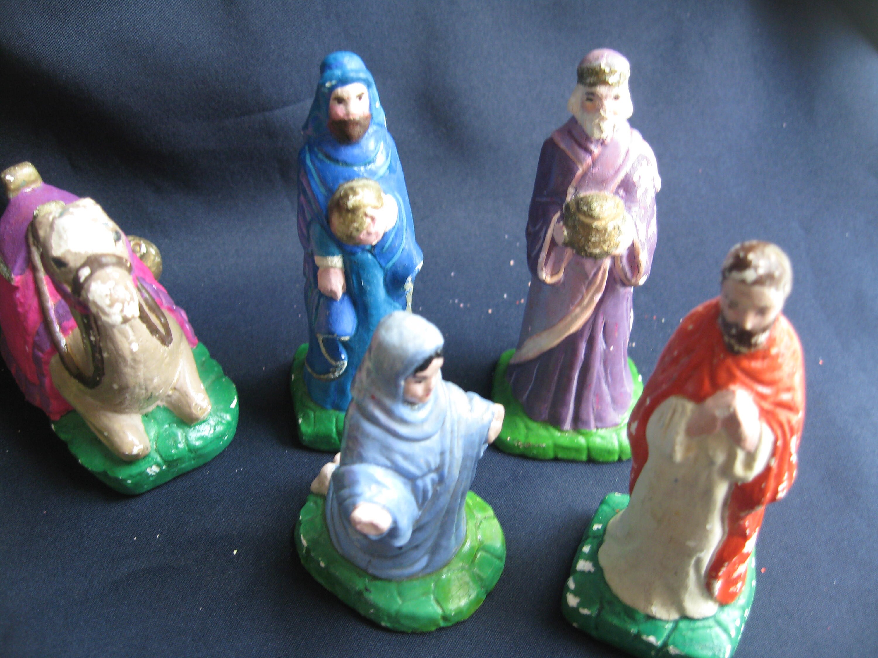 Vintage 8 piece nativity chalk nativity pieces nativity | Etsy