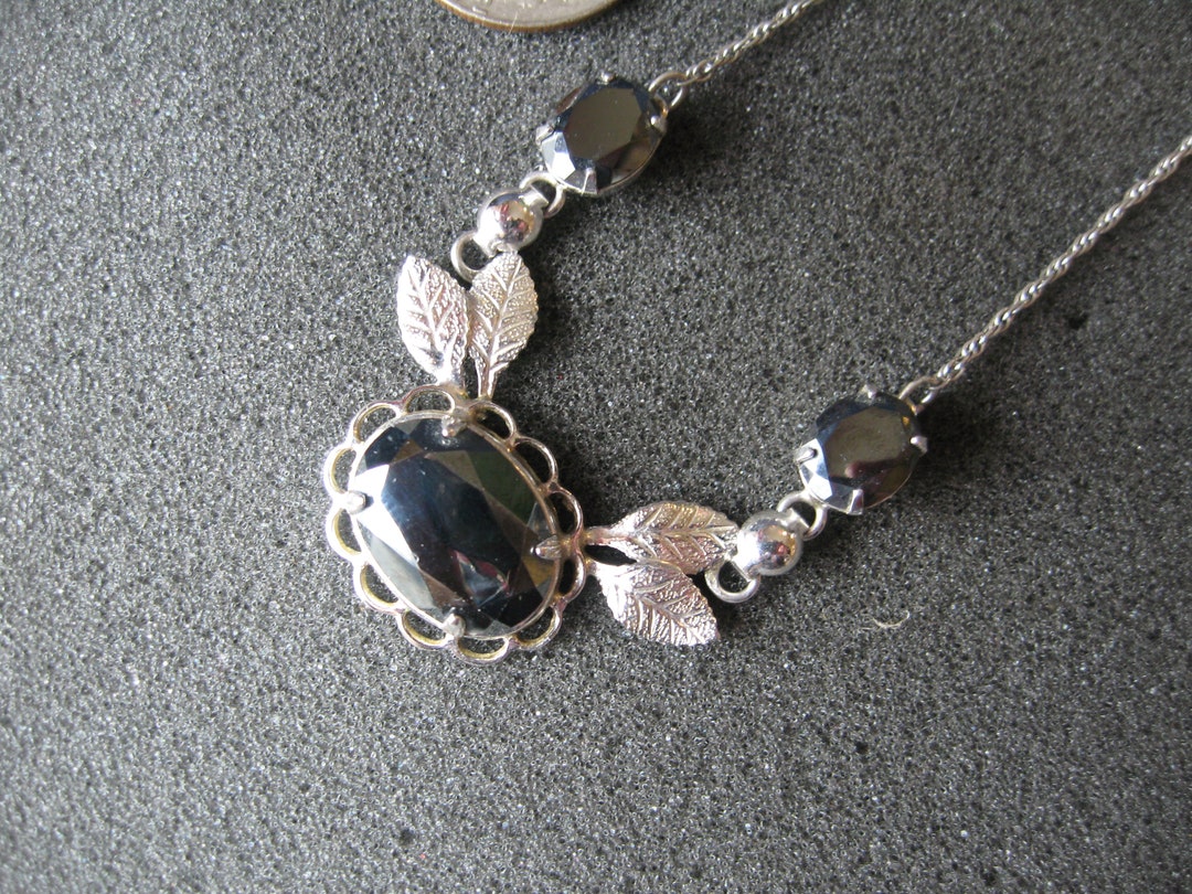 Art Deco Sterling Silver .925 Leaf Necklace, Botanical Jewelry, 926 ...