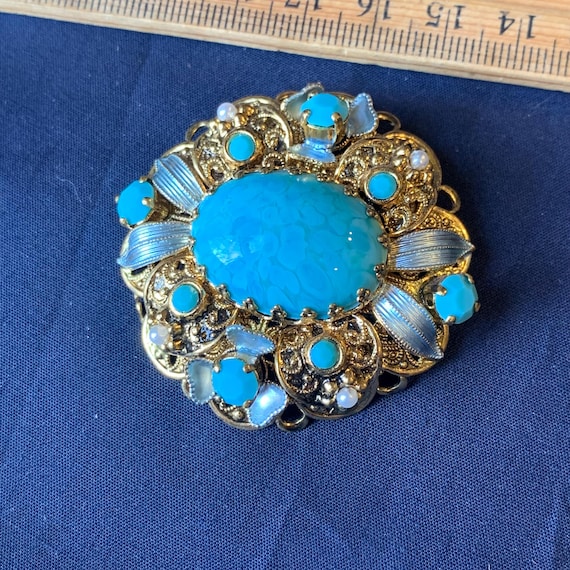 vintage gold filigree WEST Germany brooch - Gem