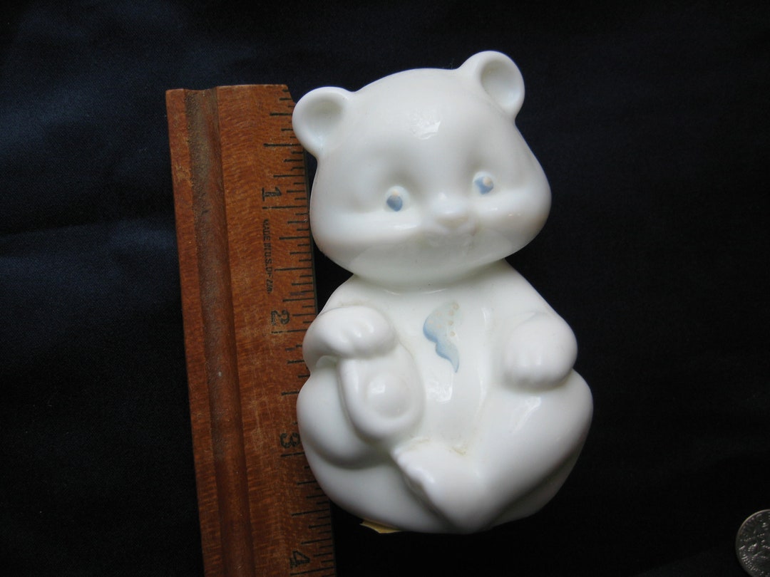 Handpainted Fenton Teddy Bear, White Milk Glass Figurine - Etsy