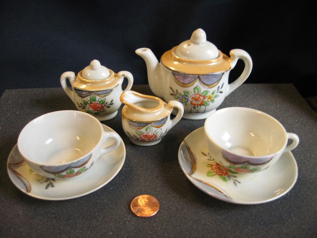 Vintage Japan Lusterware Children’s Tea Set, 9 Pieces, Japan Miniatures ...
