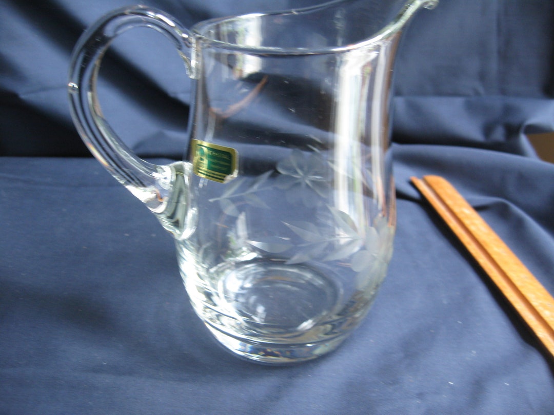 German Crystal Pitcher, Mouth Blown Hand Cut Lausitzer Crystal Pitcher ...
