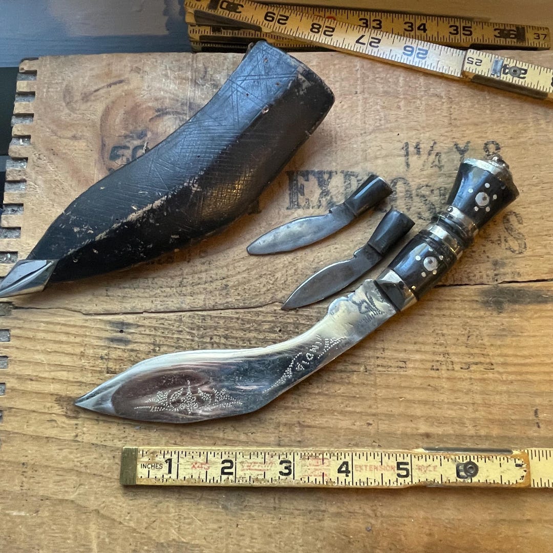 Vintage Hand Made Indian Kukri, Fixed Blade Knife W/ Sheath - Etsy