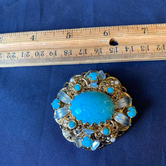 vintage gold filigree WEST Germany brooch - Gem