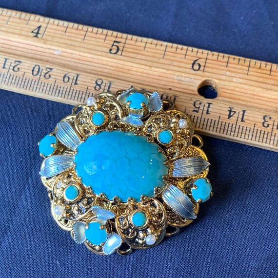 vintage gold filigree WEST Germany brooch - Gem