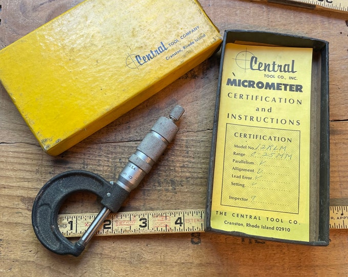 Central Tool Co RI USA Micrometer 0-25 MM Range Mechanic, Engineer ...