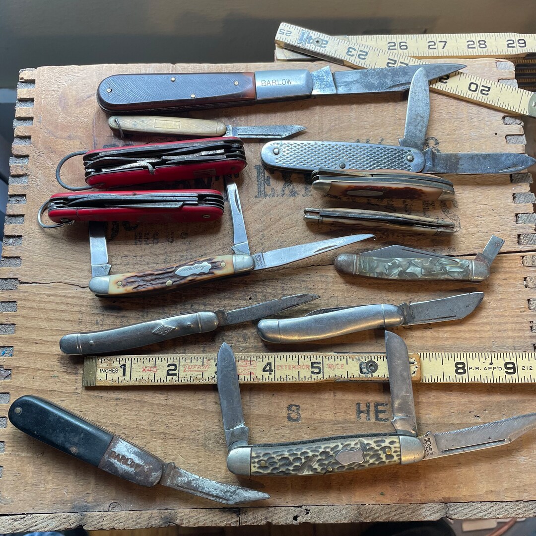 Vintage 12 Knife Lot Knife Parts or Repair Schrade, Sabre, Kabar ...