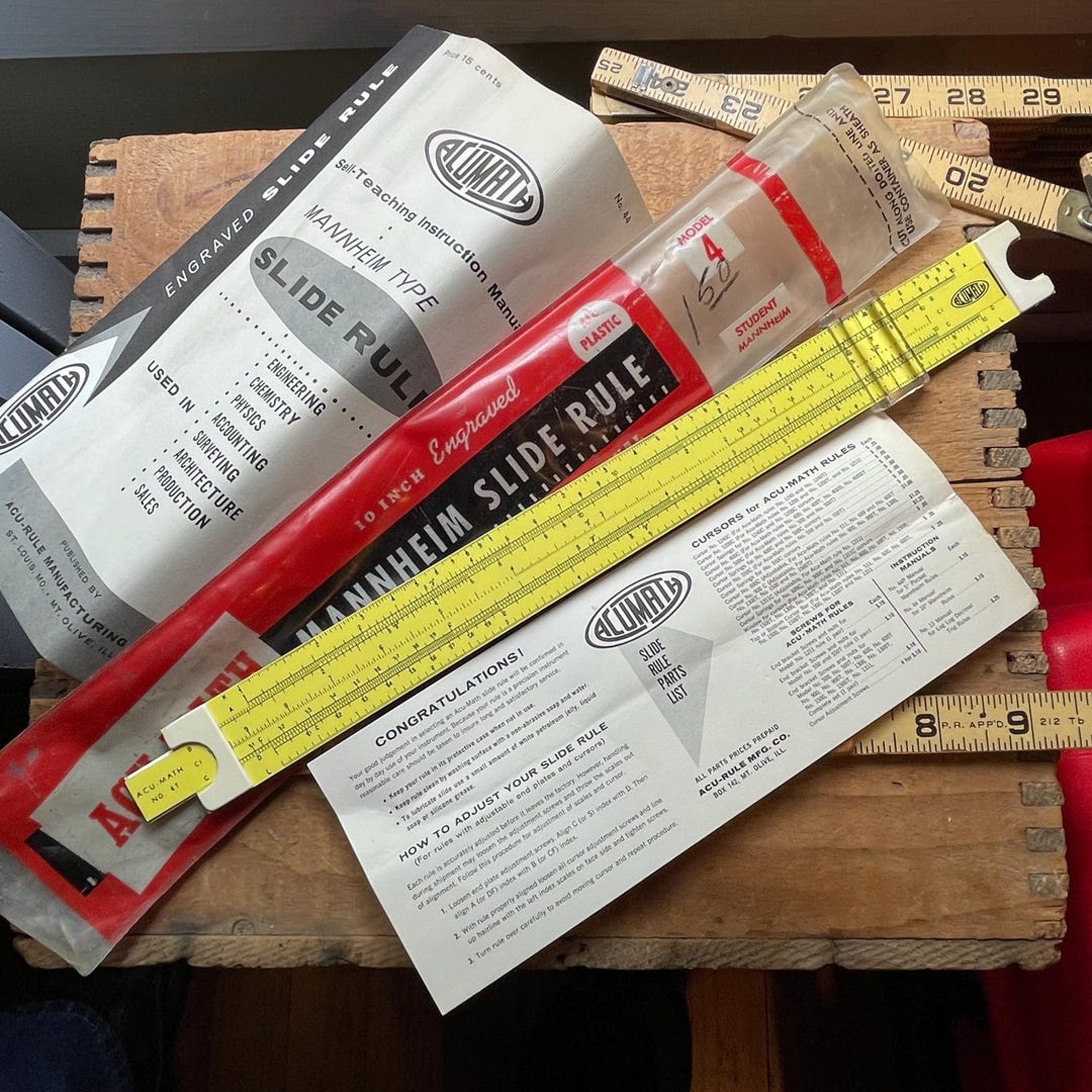 Vintage Acu-math Slide Rule Mannheim Model 4T Student With Package and ...