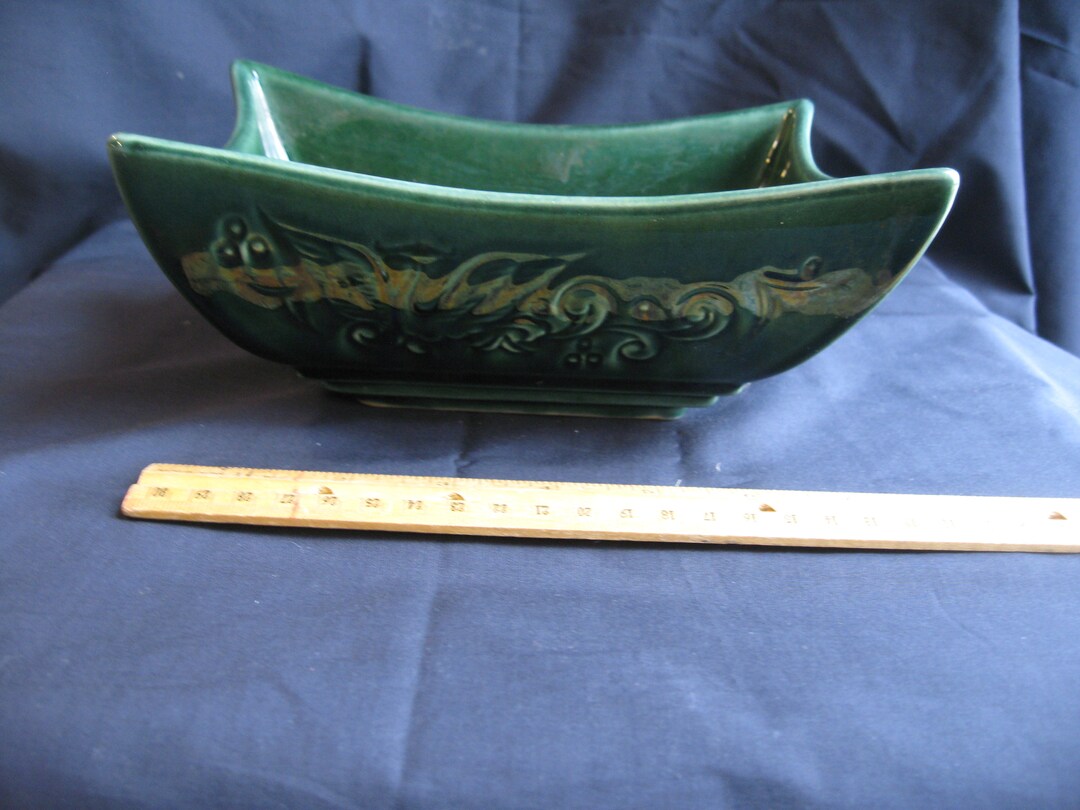 Mid Century USA HULL Green Planter - Etsy
