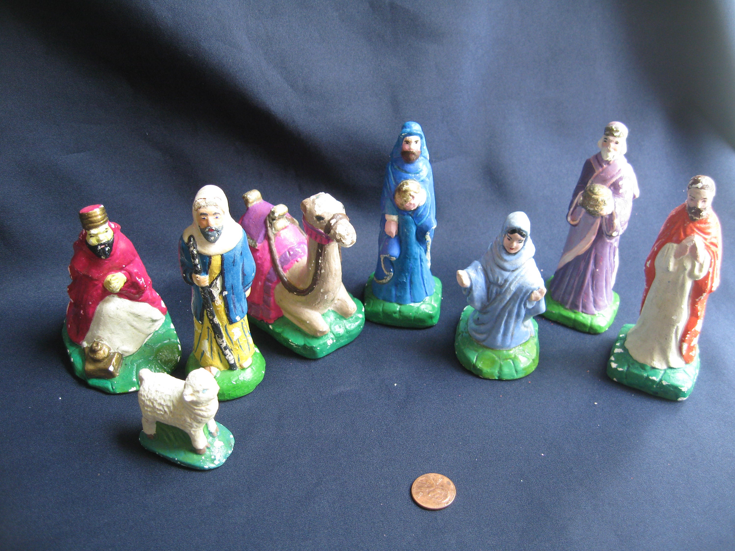 Vintage 8 piece nativity chalk nativity pieces nativity | Etsy