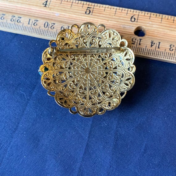 vintage gold filigree WEST Germany brooch - Gem