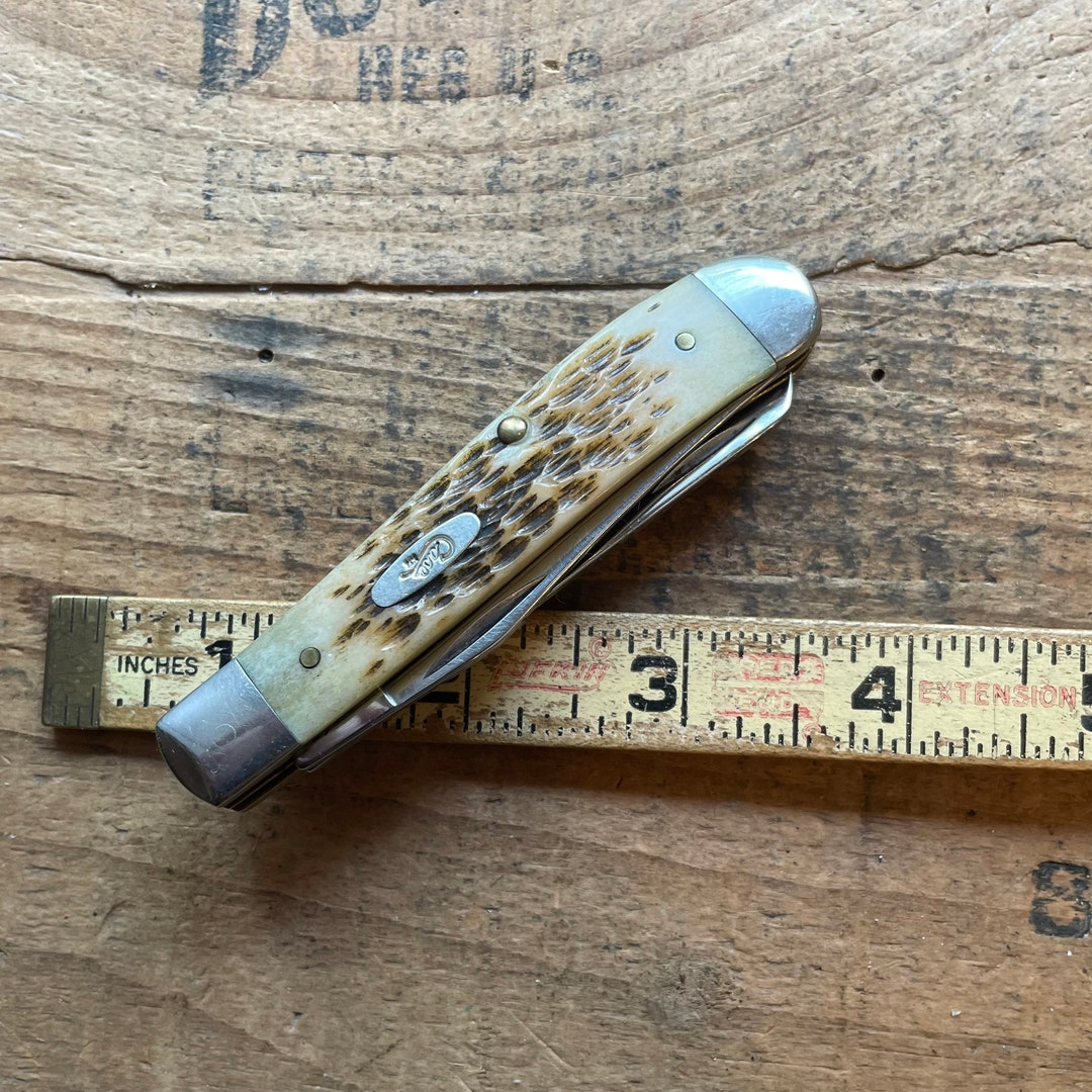 Case XX USA Model 6207 SS 2002 Bone Mini Trapper 2 Blade Pocket Knife ...