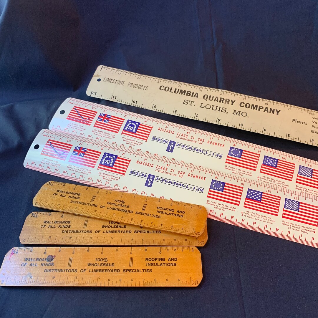Vintage Lot of 6 Rulers Measuring Devices Wooden and Steel All ...