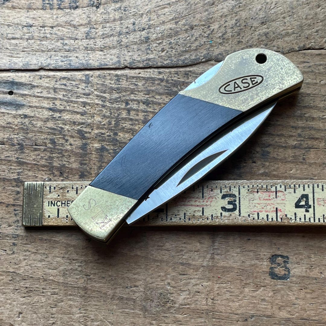 Vintage Case XX USA P10051L SSP 1988 Brass Lockback 1 Blade Pocket ...
