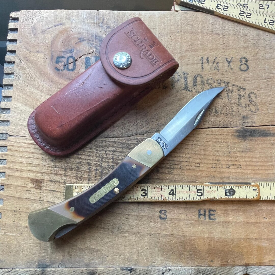 Schrade Old Timer USA Model 7OT Brass Lockback 1 Blade Lockback Pocket ...