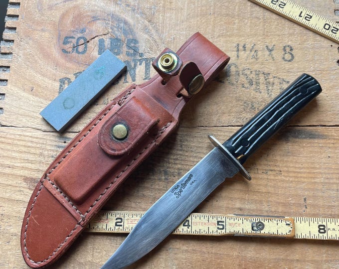 Vintage Utica Sportsman USA Hunting Camp Fixed Blade Knife W/ Sheath ...