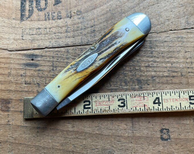 Vintage Case XX USA 1978 Model 5254 SSP Stag Trapper 2 Blade Pocket ...