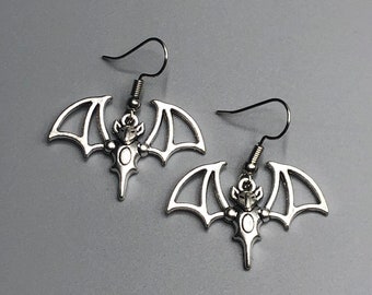 Sterling Silver Bat Heart Earrings-available in Multiple - Etsy