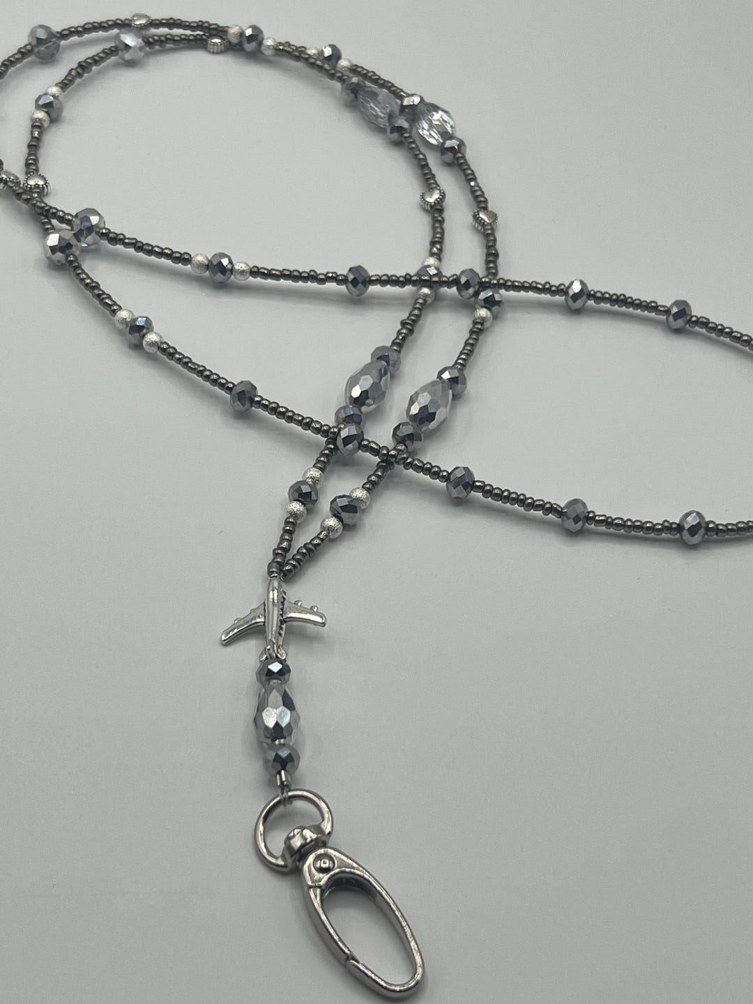 Silver Airplane Lanyard - Etsy