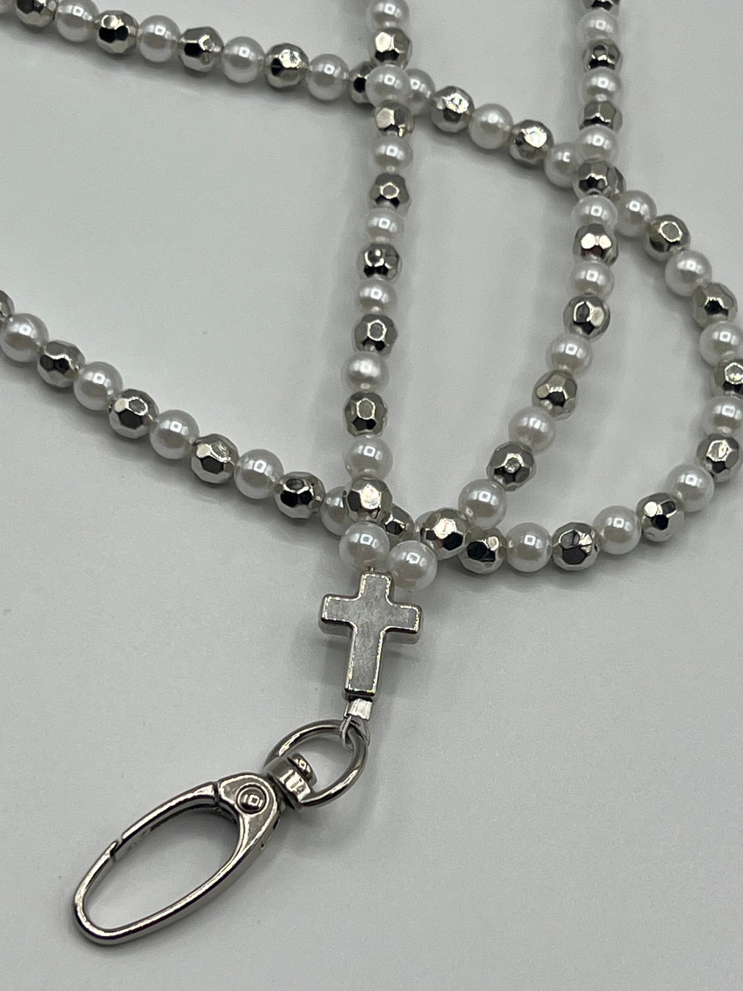 Cross Themed Beaded Lanyard - Etsy