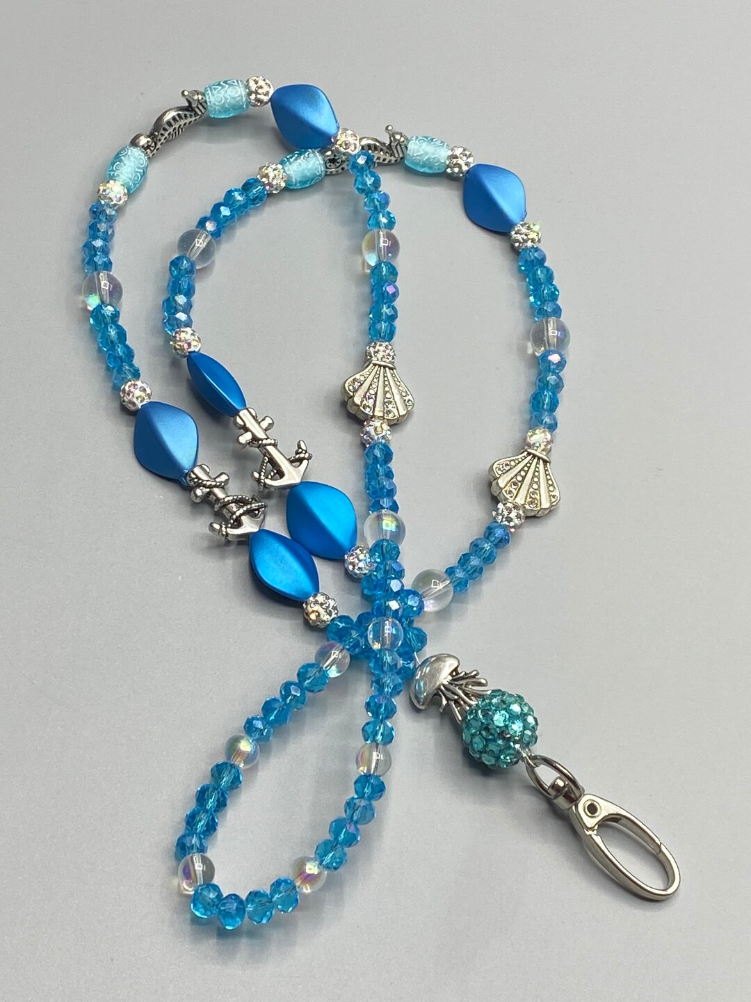 Blue Sea Creature Lanyard: Tibetan Silver Nautical Beads - Etsy