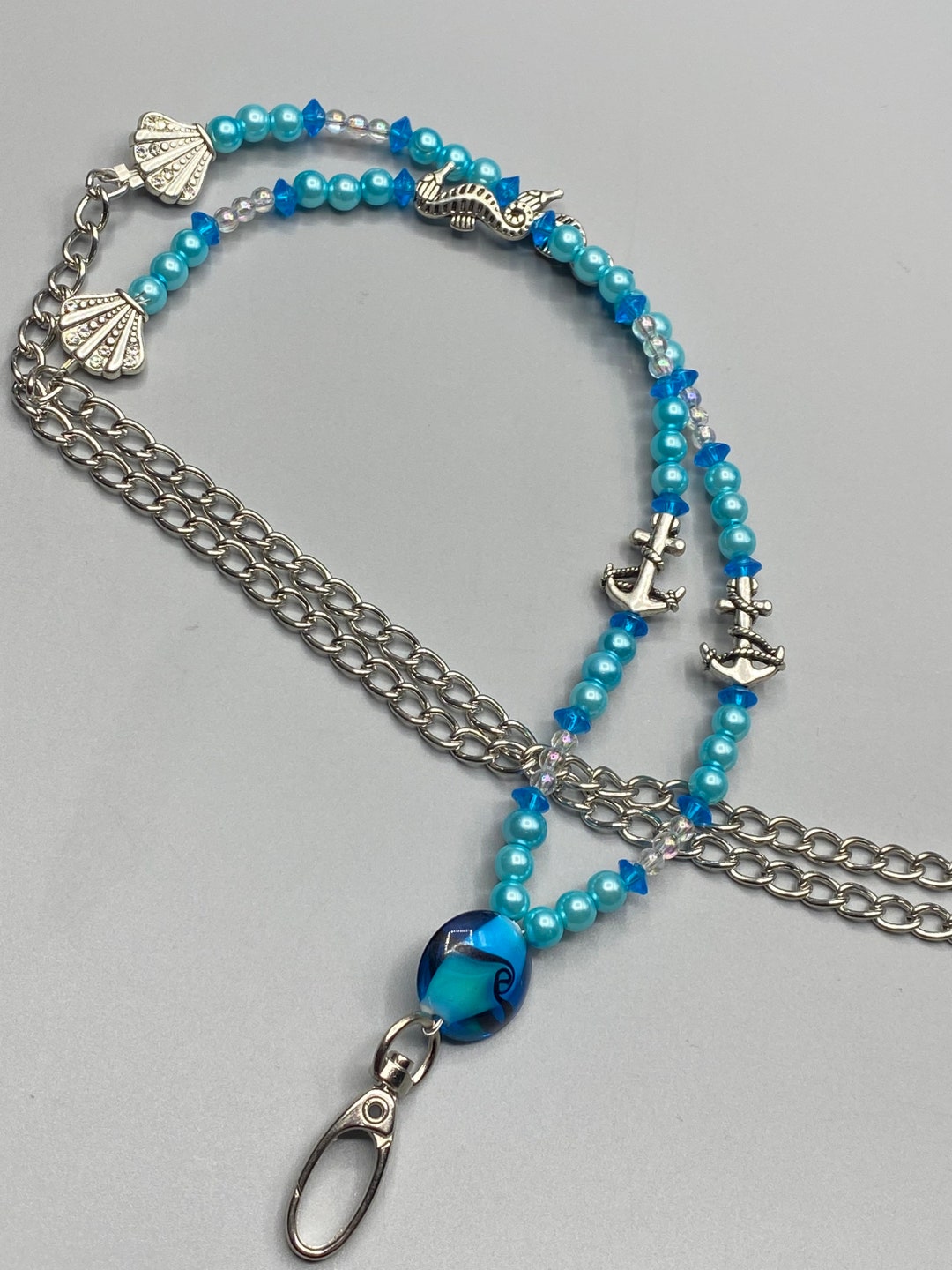Ocean Themed Lanyard on Chain - Etsy