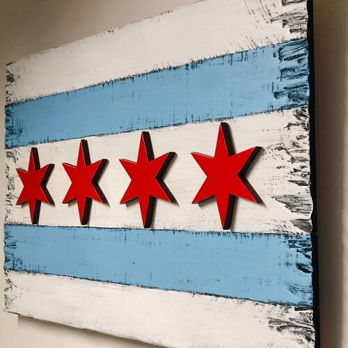 3D Chicago Flag Reclaimed Wood Distressed Weathered 6 - Etsy