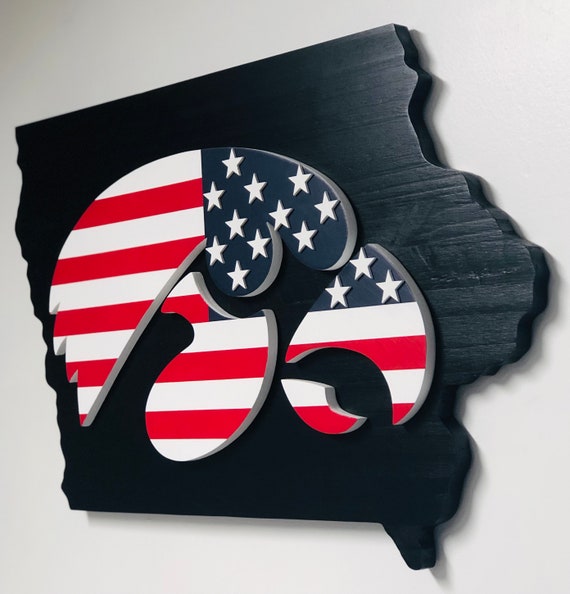 3D Iowa Hawkeye American Flag State Map Cutout One of A Kind - Etsy