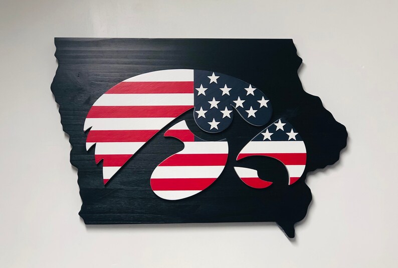 3D Iowa Hawkeye American Flag State Map Cutout One of A Kind - Etsy