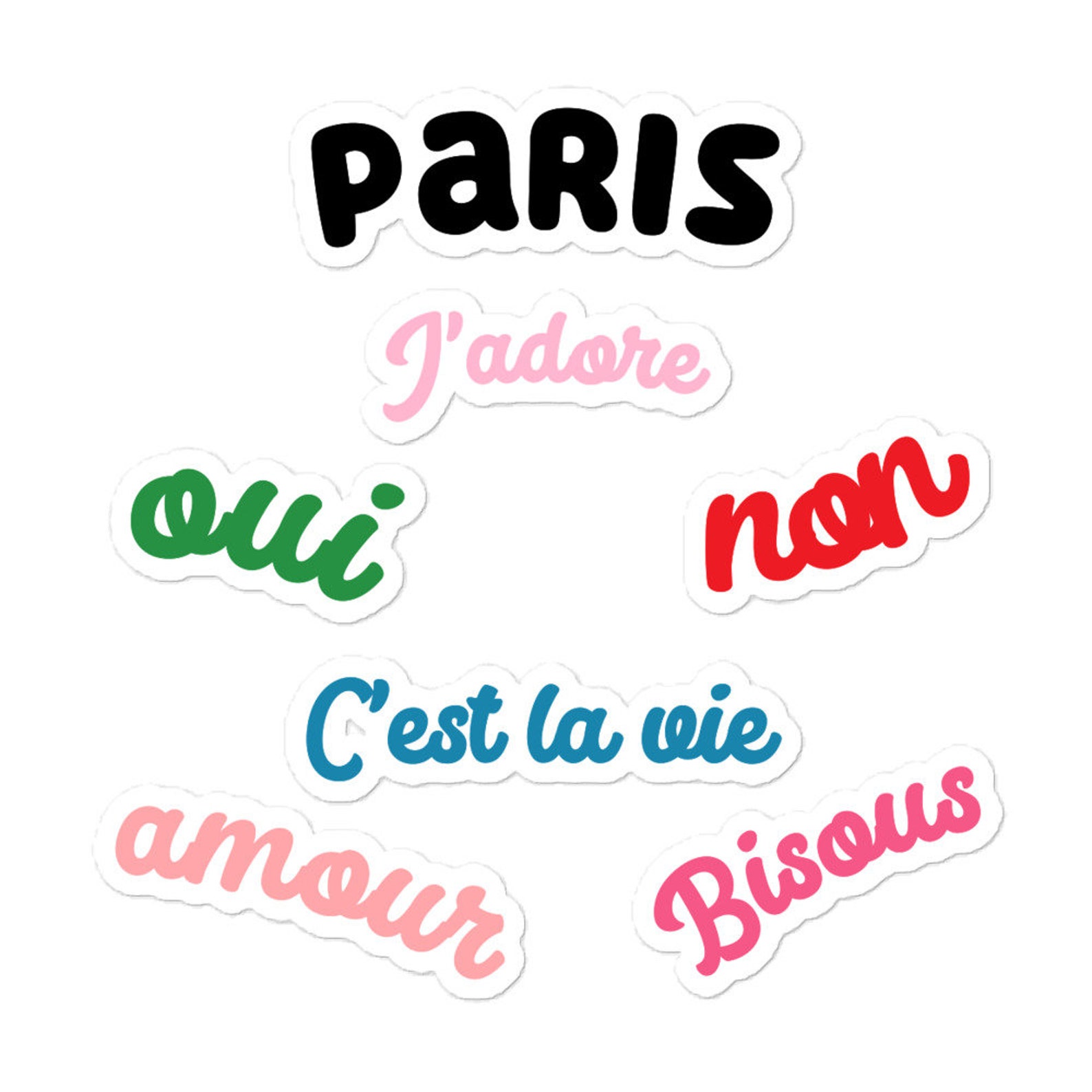 Cute French Sayings Stickers Paris France Stickers Bubble-free Stickers ...