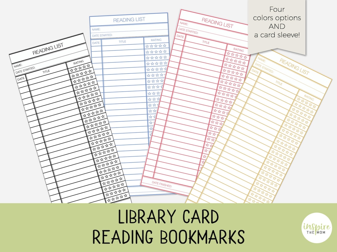 Printable Library Card Reading Bookmark Tracker for Students and ...