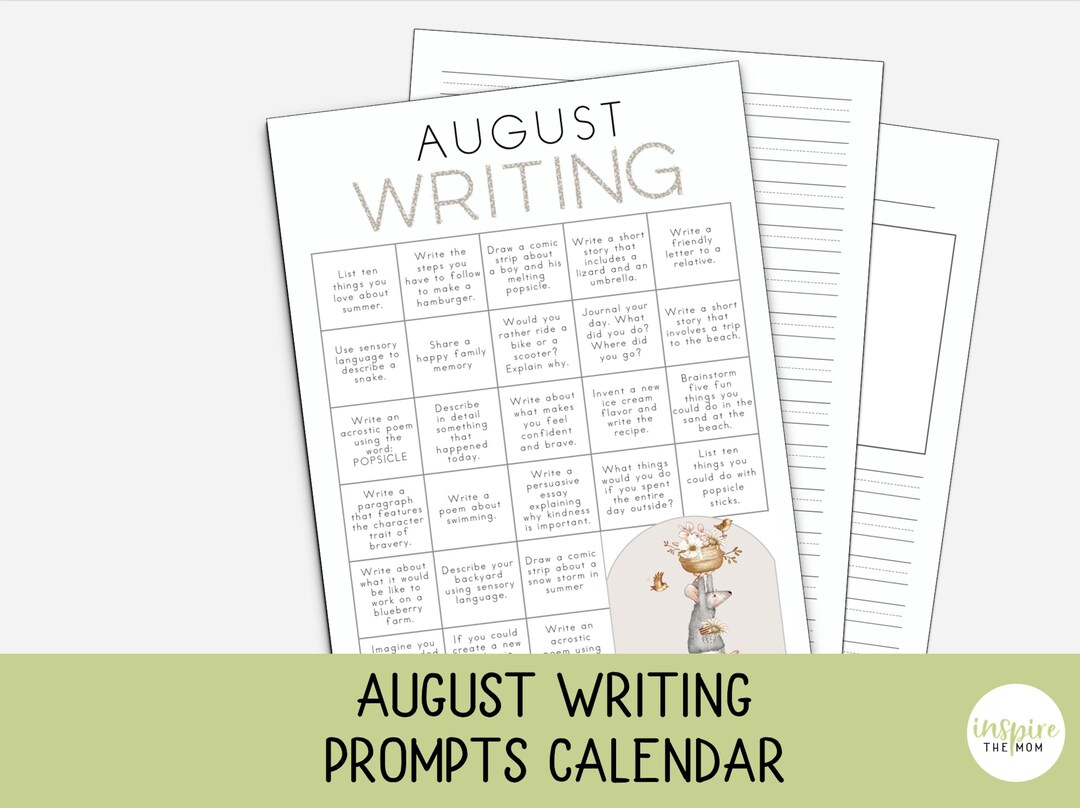 January Writing Prompts Calendar for Kids | Summer Writing Practice ...
