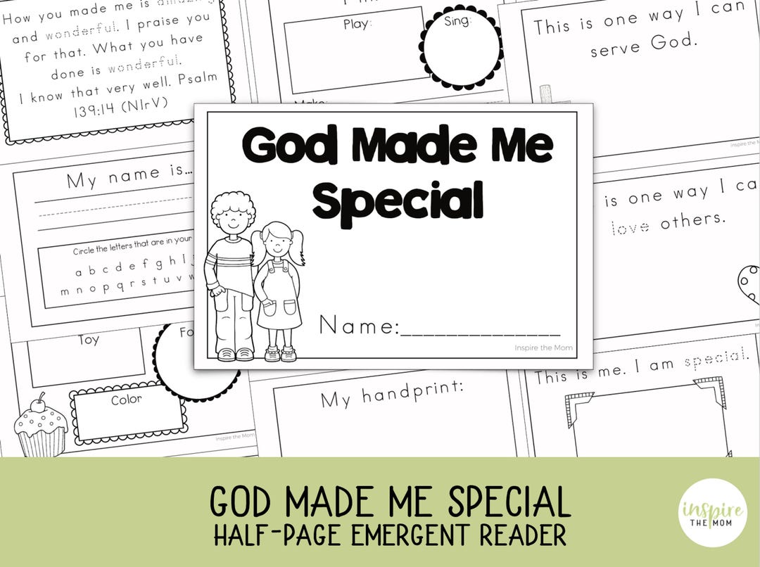 God Made Me Special | Christian Emergent Reader Printable | Half Page ...