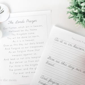 The Lord's Prayer Cursive Copywork, Homeschool Printable, Cursive ...