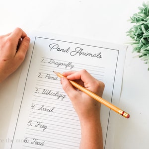 Pond Animals, Cursive Copywork, Pond Animal Facts, Cursive Handwriting ...