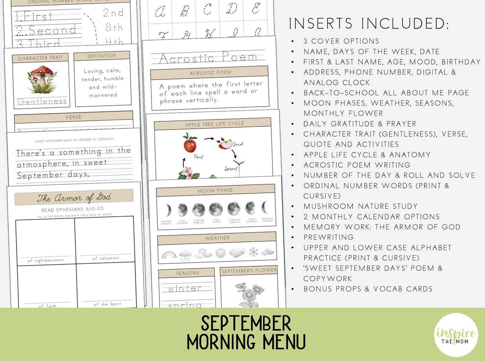 Morning Menu Pages for September | Morning Time Basket | Charlotte ...