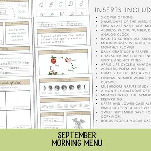 Morning Menu Pages for September | Morning Time Basket | Charlotte ...