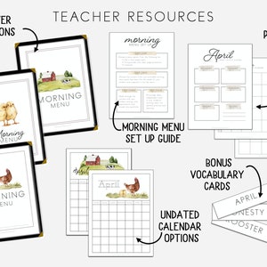 Morning Menu Pages for April, Homeschool Printable, Morning Time ...